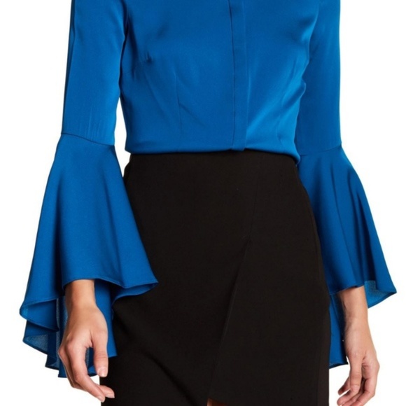 Milly | Tops | New Milly Silk Ruffle Bell Sleeve Teal Blouse | Poshmark